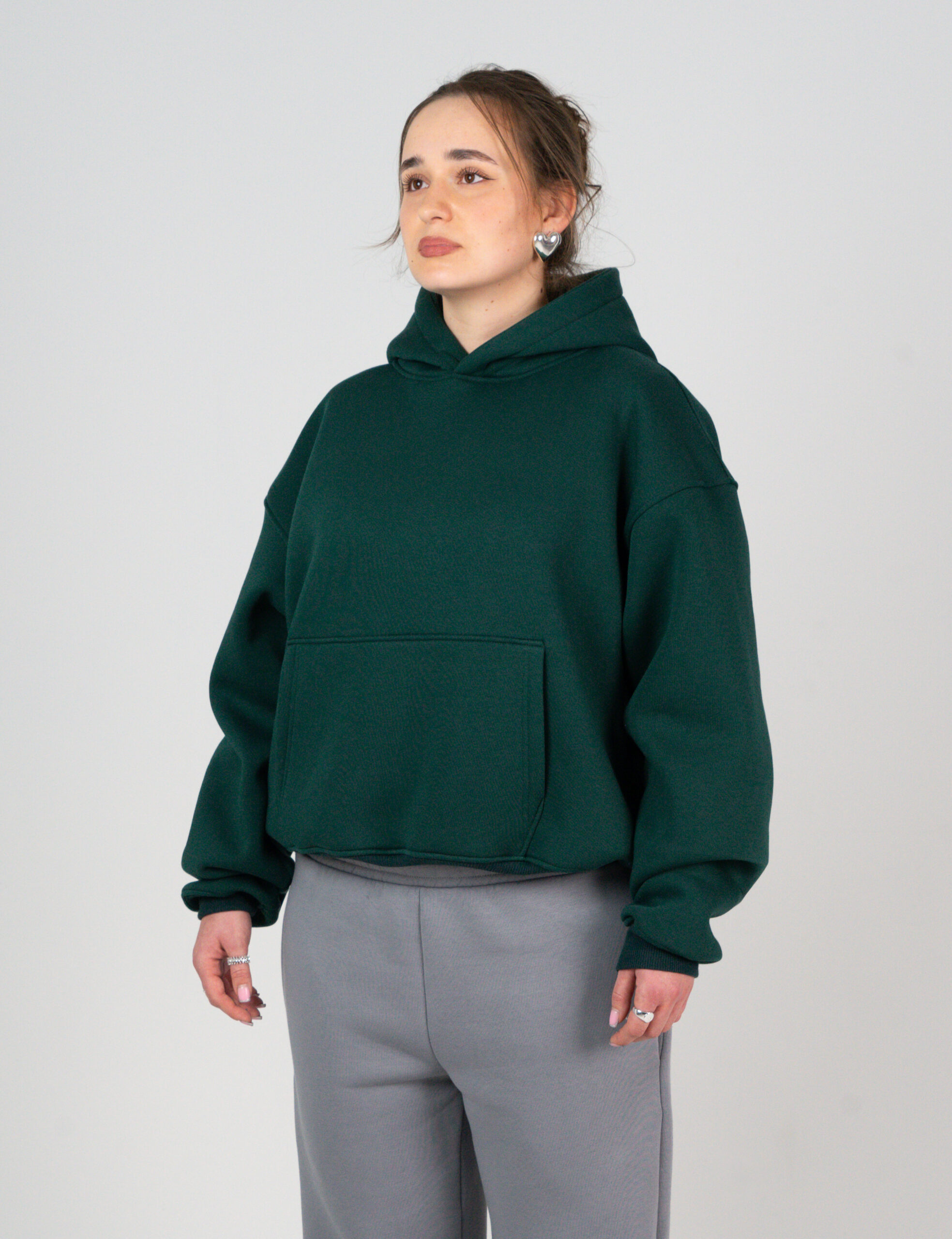BOXY HEAVYWEIGHT HOODIE – BOTTLE GREEN – Merge Of Global